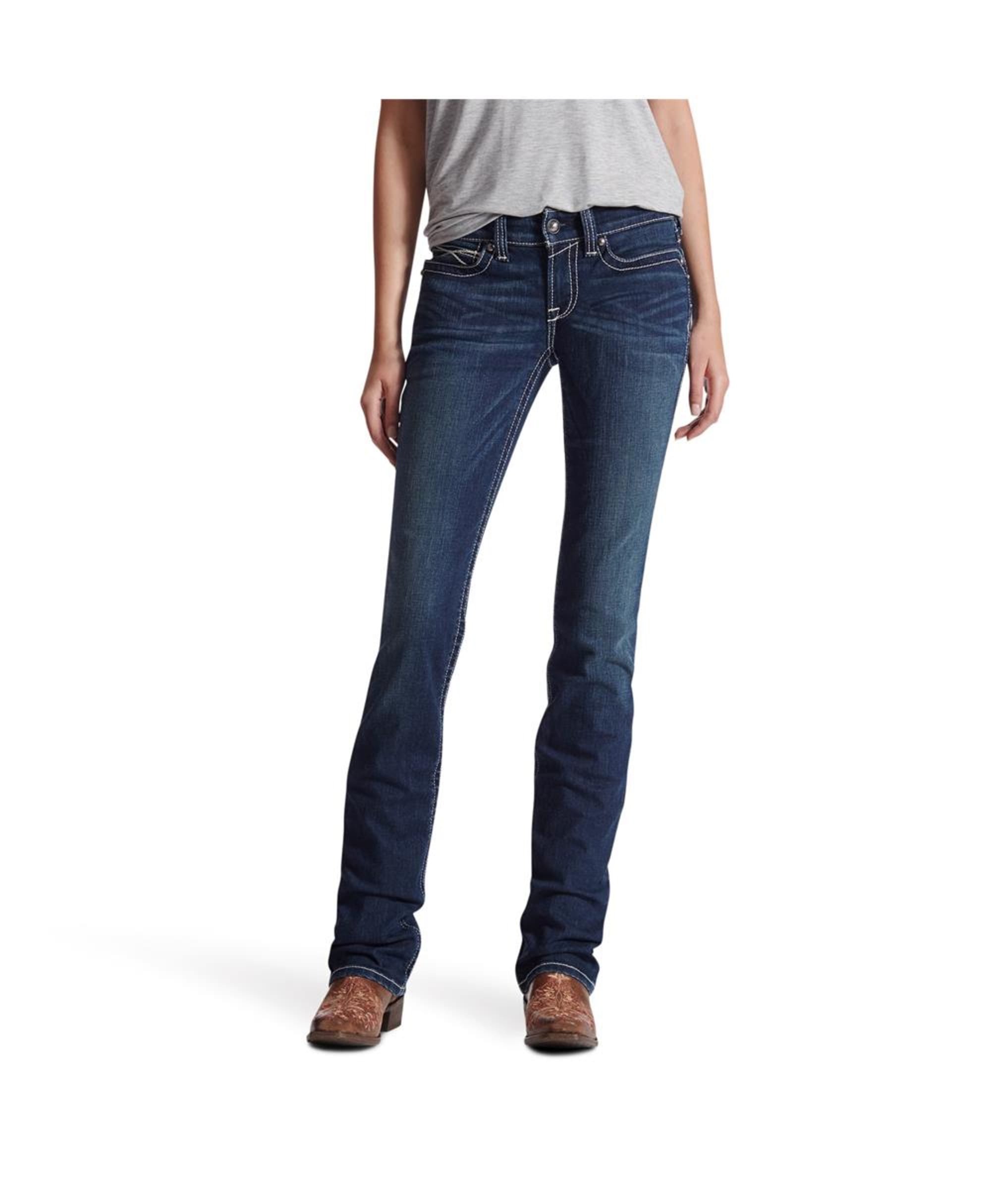 Women’s Ariat R.E.A.L Mid-Rise Stretch Icon Stackable Straight Leg Jeans