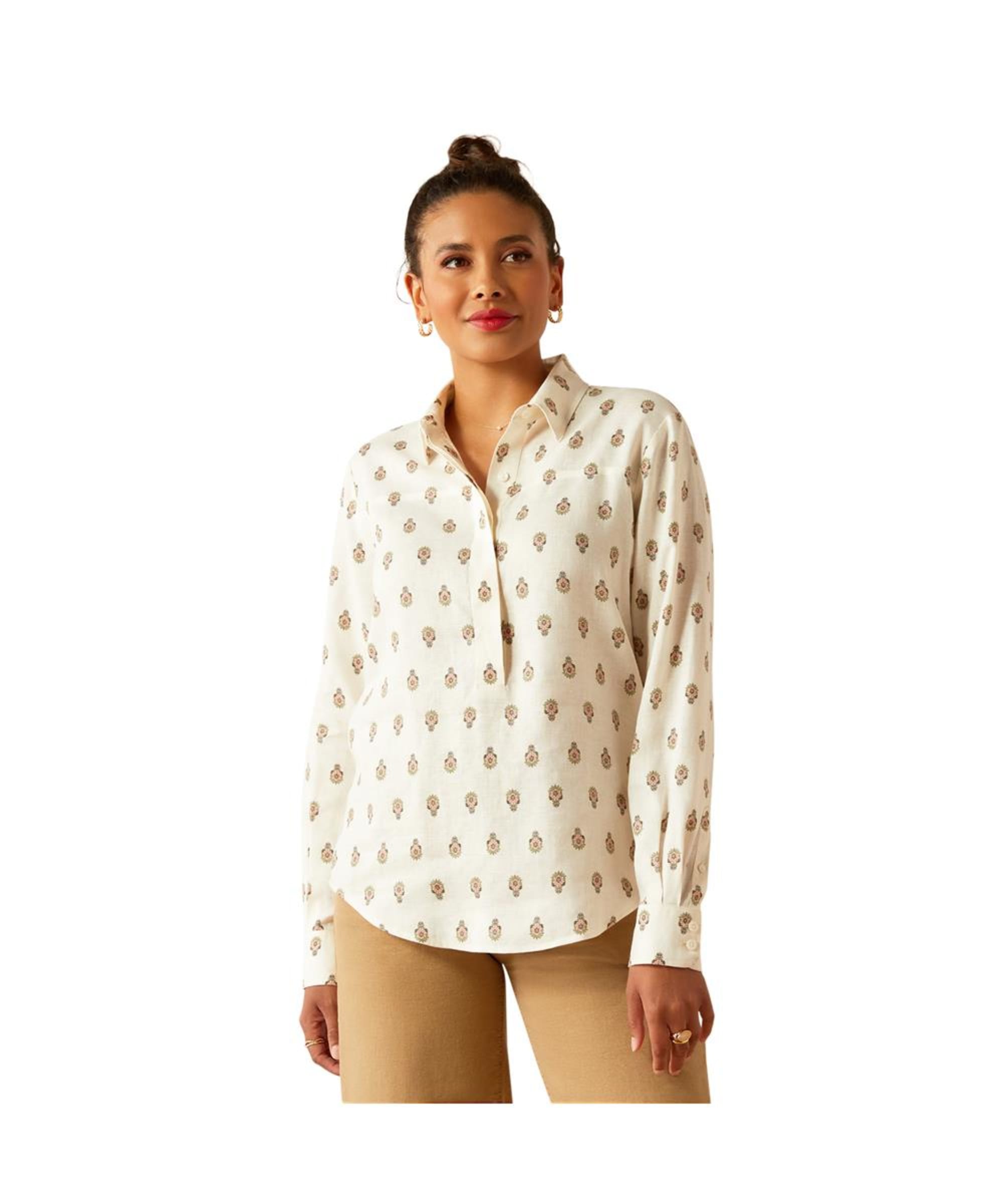 Women's Ariat Pocklington Linen Motif Blouse