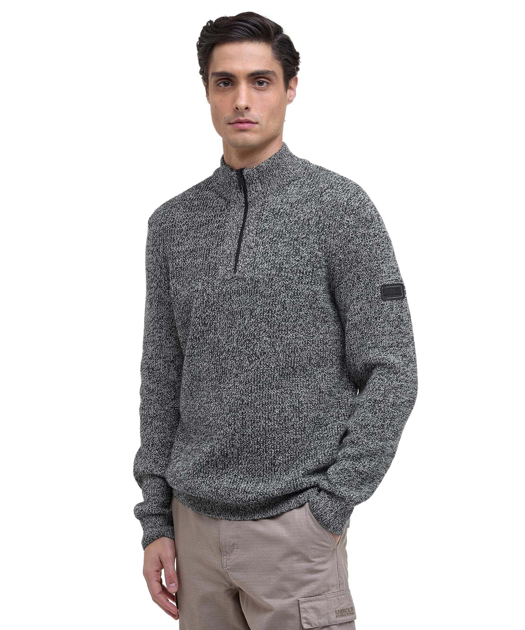 Men's Barbour International Declan Yarn Twist Funnel Neck Jumper