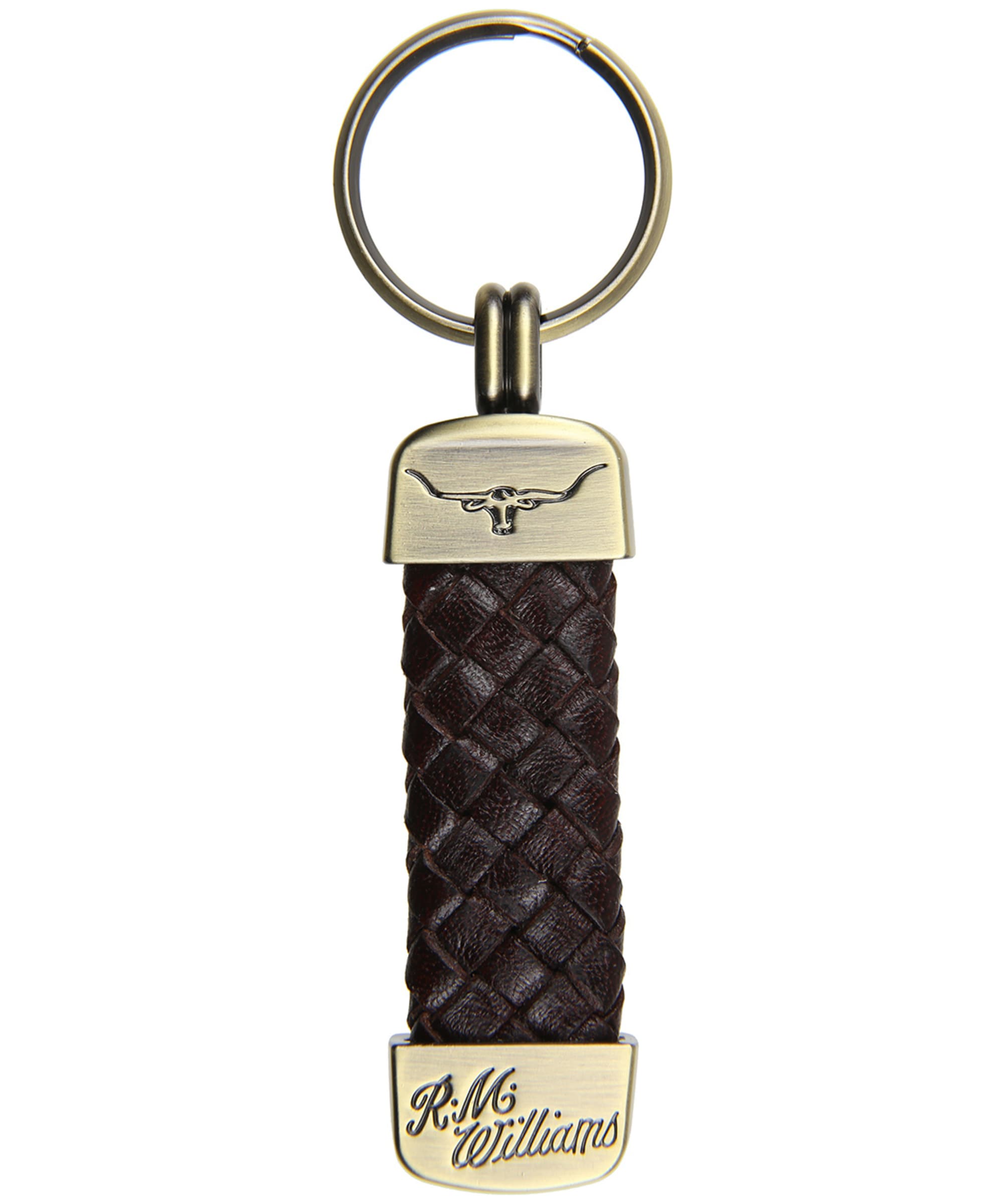 R.M. Williams Plaited Kangaroo Leather Brass Key Ring